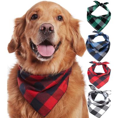 China 100% Cotton Buffalo Plaid Dog Bandana 4 Pack 45x64cm for Small Medium Large Dogs for sale