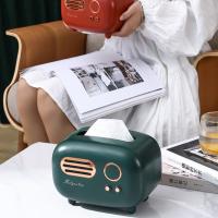 China Desktop Vintage Retro Radio Model Tissue Box Plastic Material for sale