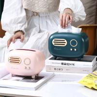 China Desktop Vintage Retro Radio Model Tissue Box Plastic Material for sale