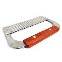 China Stainless Steel Wavy Crinkle Cutter 304 Food Grade Potato Slicer with Wooden Handle for sale