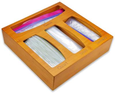 China Bamboo Drawer Kitchen Utensil Organizer for Ziploc Bags and Food Storage 30x20cm for sale