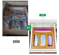 China Bamboo Drawer Kitchen Utensil Organizer for Ziploc Bags and Food Storage 30x20cm for sale