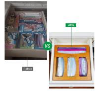 China Bamboo Ziploc Bag Organizer Drawer 30.5x30.5x7.6cm Food Storage for sale