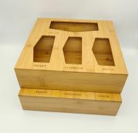 China Bamboo Ziploc Bag Organizer Drawer 30.5x30.5x7.6cm Food Storage for sale