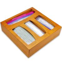 China Bamboo Ziploc Bag Organizer Drawer 30.5x30.5x7.6cm Food Storage for sale