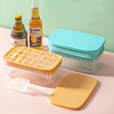 China 28 Holes Ice Cube Maker Molds Freezer With Lid and Bin for Kitchen for sale