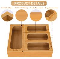 China Bamboo Ziplock Bag Organizer for Gallon Quart Snack Bags 33x30.5x7.6cm for sale