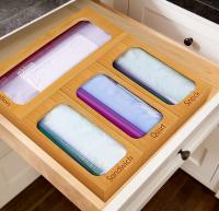 China Bamboo Ziplock Bag Organizer for Gallon Quart Snack Bags 33x30.5x7.6cm for sale