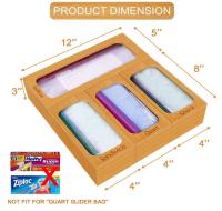 China Bamboo Ziplock Bag Organizer for Gallon Quart Snack Bags 33x30.5x7.6cm for sale