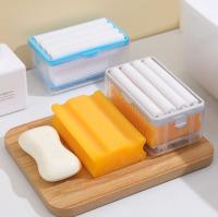 China Plastic Multifunctional Soap Box Drain Holder Foaming Soap Rack 12.2x7.2x6.7cm for Bathroom Kitchen for sale
