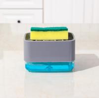 China ABS+PS 350ml Soap Dispenser Pump Box Kitchen Countertop Sponge Caddy for sale