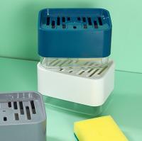 China ABS+PS 350ml Soap Dispenser Pump Box Kitchen Countertop Sponge Caddy for sale