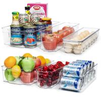 China BPA Free Clear Plastic Fridge Storage Boxes Bins 6pcs for sale