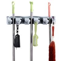 China 5 Position Cleaning Tool Holder 6 Hooks Wall Mount Broom Holder 447g for sale