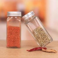 China 12 Pack 120ml Square Glass Spice Jars with Airtight Metal Lids and Shaker Lids for sale