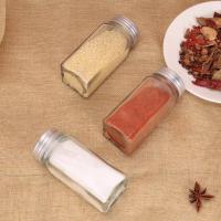 China 12 Pack 120ml Square Glass Spice Jars with Airtight Metal Lids and Shaker Lids for sale