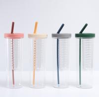 China OEM 700ml Plastic Espresso Cups With Straw And Lid for sale