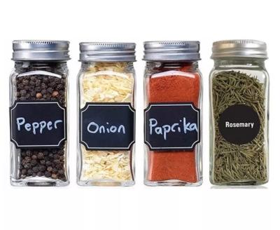 China 12 Pack 120ml Square Glass Spice Jars with Airtight Metal Lids and Shaker Lids for sale