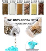 China 12 Pack 120ml Square Glass Spice Jars with Airtight Metal Lids and Shaker Lids for sale