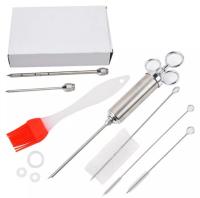 China Stainless Steel Turkey Injector Marinade Set 2oz BBQ Meat Injector Kit for sale