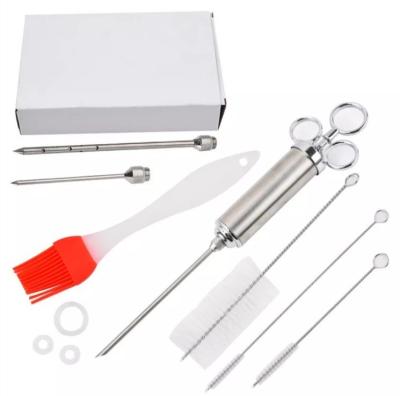 China Stainless Steel Turkey Injector Marinade Set 2oz BBQ Meat Injector Kit for sale