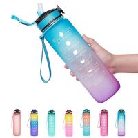 China 32 oz Tritan Water Bottle with Straw BPA Free 1000ml Leak Proof Time Marker for sale