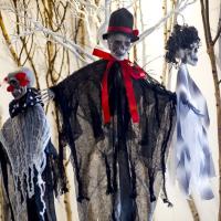 China Halloween Hanging Ghost Decoration Set 80x50cm Plastic Cloth for Trees Party for sale