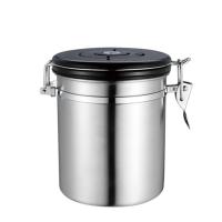 China 500g Stainless Steel Coffee Airtight Canister with CO2 Valve and Spoon for sale