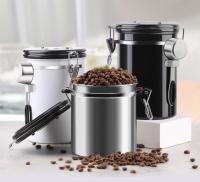 China 500g Stainless Steel Coffee Airtight Canister with CO2 Valve and Spoon for sale