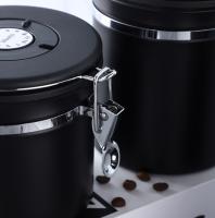 China 500g Stainless Steel Coffee Airtight Canister with CO2 Valve and Spoon for sale