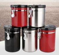China 500g Stainless Steel Coffee Airtight Canister with CO2 Valve and Spoon for sale