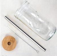 China 500ml Reusable Bubble Tea Cups with Bamboo Lid and Stainless Steel Straw for sale
