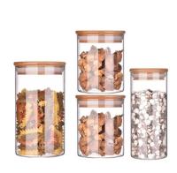 China High Borosilicate Glass Spice Storage Containers with Bamboo Lids for sale