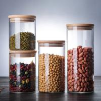 China High Borosilicate Glass Spice Storage Containers with Bamboo Lids for sale
