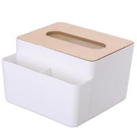 China Rectangular Bamboo Wooden Tissue Box Holder Dispenser for sale