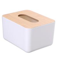 China Rectangular Bamboo Wooden Tissue Box Holder Dispenser for sale