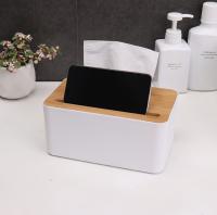 China Rectangular Bamboo Wooden Tissue Box Holder Dispenser for sale