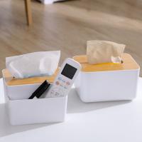 China Rectangular Bamboo Wooden Tissue Box Holder Dispenser for sale