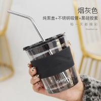 China ISO14001 500ML Tempered Glass Coffee Mug with Lid Non Slip Design for Cappuccino for sale