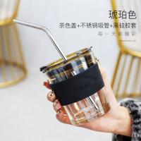China ISO14001 500ML Tempered Glass Coffee Mug with Lid Non Slip Design for Cappuccino for sale