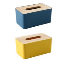 China Removable Rectangular Household Storage Container Wooden Bamboo Tissue Box for sale