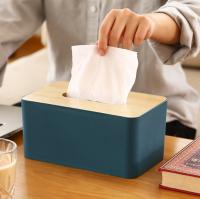 China Removable Rectangular Household Storage Container Wooden Bamboo Tissue Box for sale