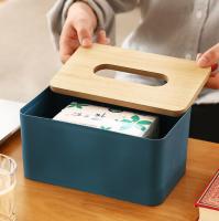 China Removable Rectangular Household Storage Container Wooden Bamboo Tissue Box for sale