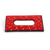 China Diamond PU Leather Car Visor Tissue Box Napkin Holder 2 Clips for Sun Visor for sale