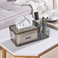 China PET Transparent Tissue Box Holder Rectangle 2 Colors Simple Design for Home Office for sale