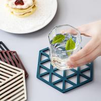 China Silicone Trivet Mats Hexagon Heat Resistant Hot Pads 2.65x4.64 inch Kitchen Counter Protector for sale