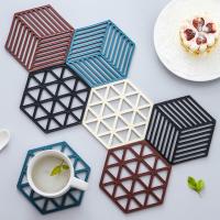 China Silicone Trivet Mats Hexagon Heat Resistant Hot Pads 2.65x4.64 inch Kitchen Counter Protector for sale