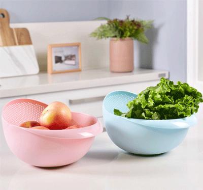China PP 2-in-1 Rice Washing Basket Colander 20cm Kitchen Fruit Vegetable Strainer for sale