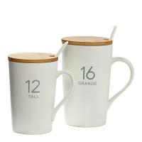 China Ceramic Custom Drinking Cups With Spoon White 6oz Sublimation Mugs for sale
