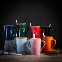 China Ceramic Custom Drinking Cups With Spoon White 6oz Sublimation Mugs for sale